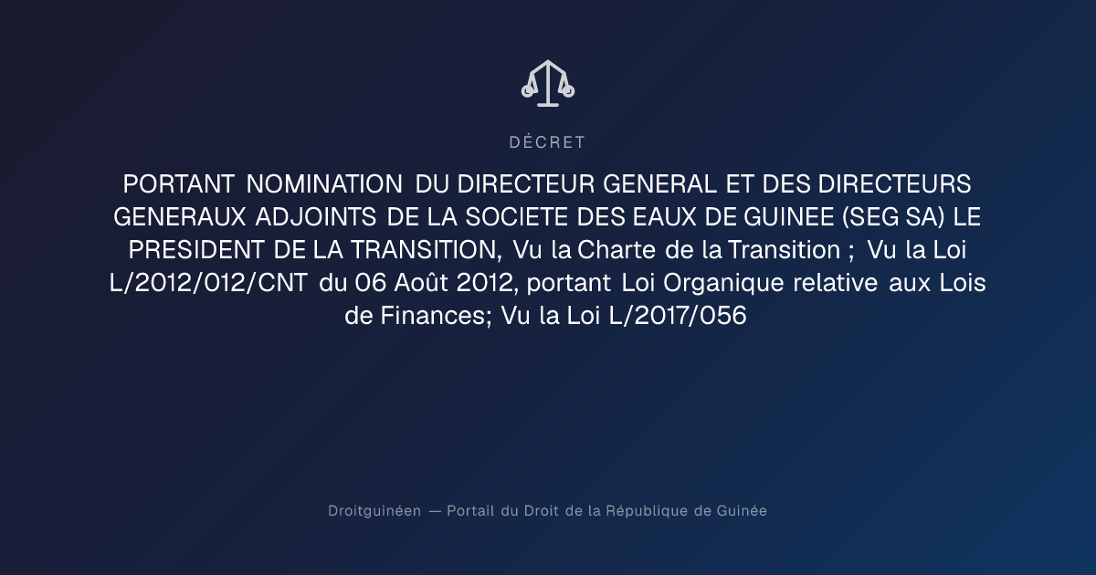 DECRET D/2022/118/PRG/CNRD/SGG DU 23 FEVRIER 2022, PORTANT NOMINATION ...