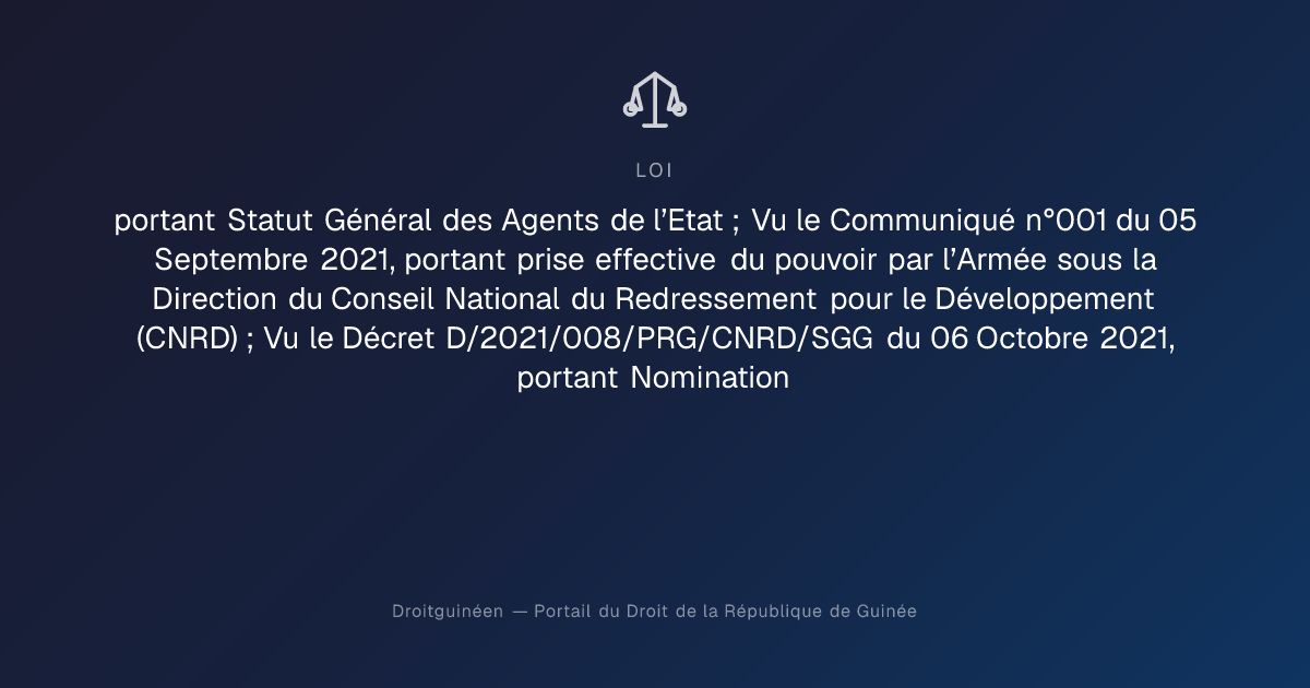 Loi L/2016/075/AN du 30 Décembre 2016, portant Statut Général des ...