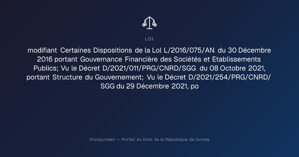 Loi L/2017/056/AN du 08 Décembre 2017, modifiant Certaines Dispositions ...